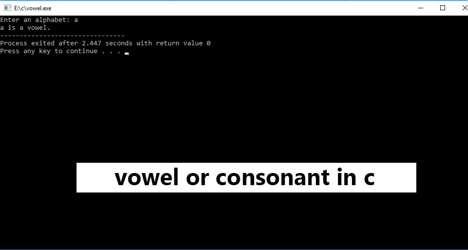 c program to check an alphabet is vowel or consonant