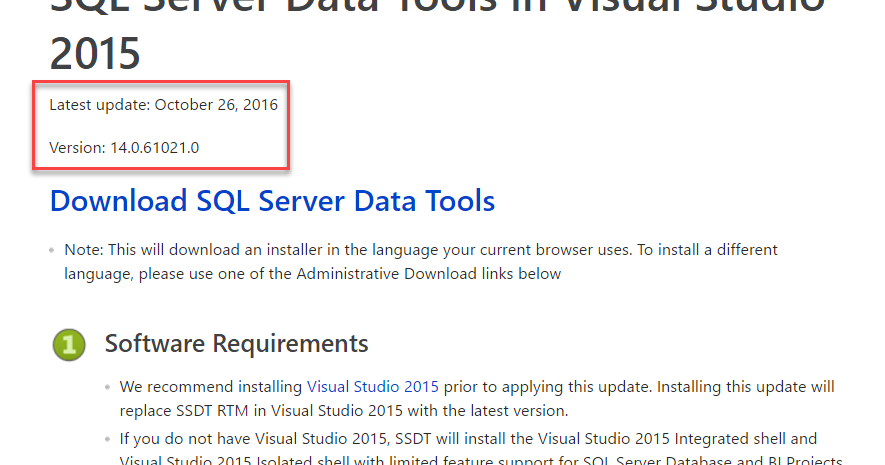德瑞克：SQL Server 學習筆記: 安裝 SSDT 2016，版本：14.0.61021.0