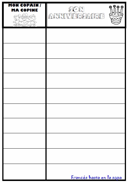 Francés hasta en la sopa...: Jeu: C'est quand ton anniversaire