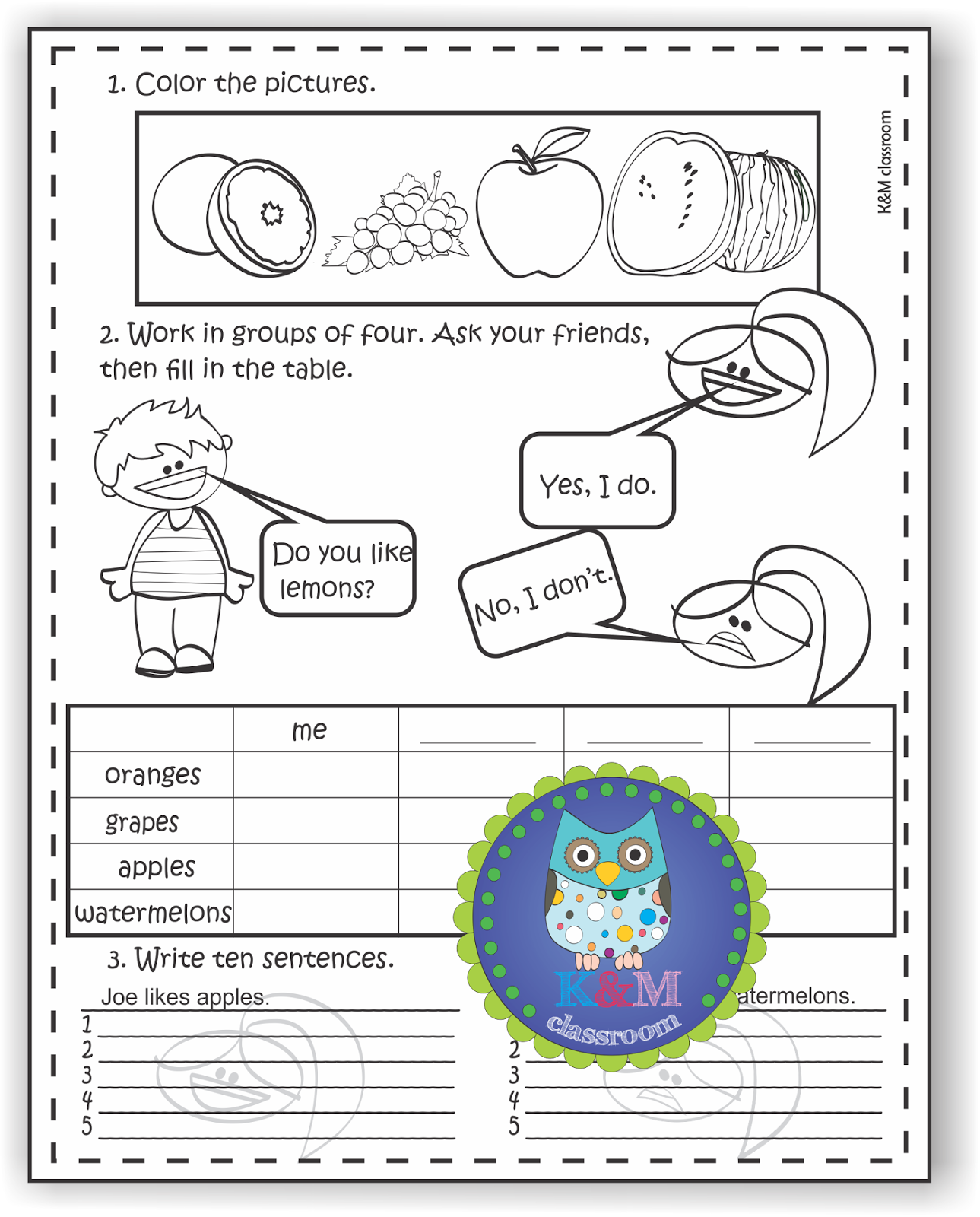 KM Classroom: ESL Grammar with Fruits