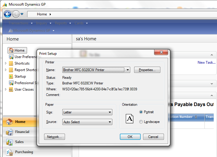Default Printer not 'sticking' when running Microsoft Dynamics GP in ...