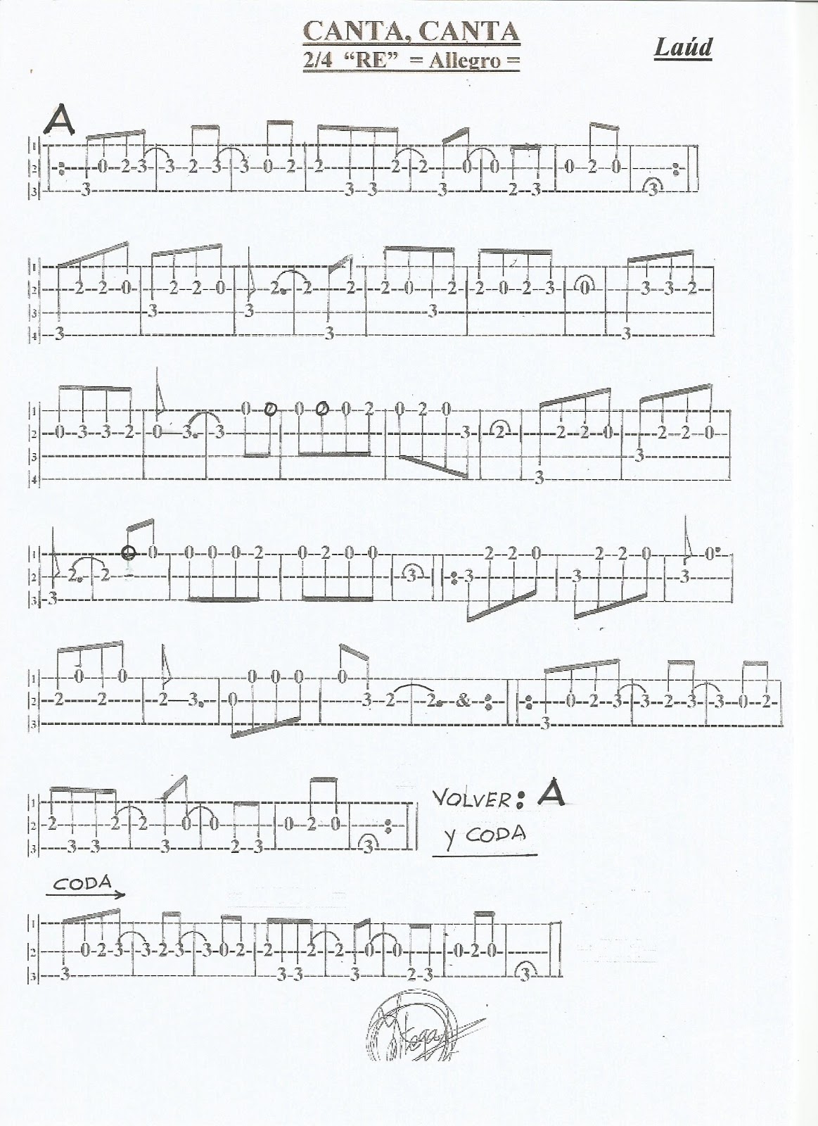 PARTITURAS EN CIFRA PARA BANDURRIA Y LAÚD DE JOSÉ ORTEGA LASERNA: CANTA ...