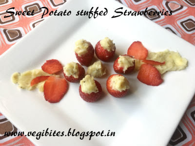 Sweet Potato stuffed Strawberries | Vegetarian bites to tickle your senses