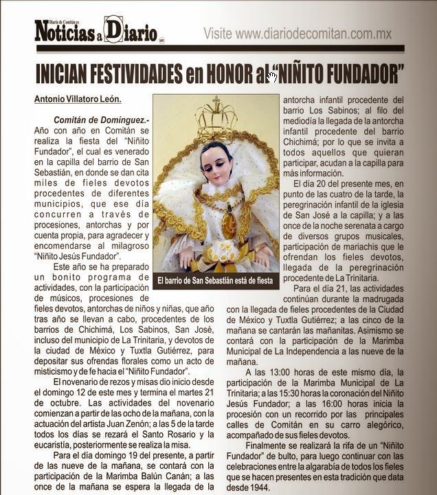 Niñito Jesus Fundador de Comitán de Domínguez, Chiapas: Actividades ...