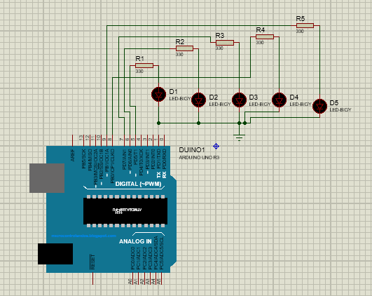 Lampu LED Berjalan (Running LED) Menggunakan Arduino Dengan WHILE