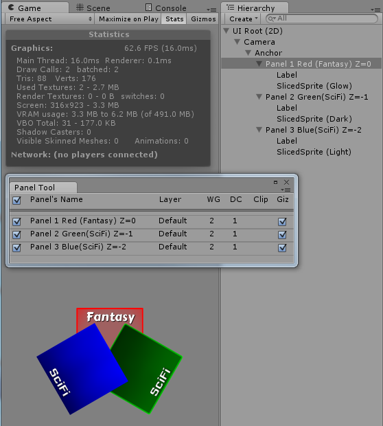 [Unity]NGUIの複数パネル時のDrawCallメモ