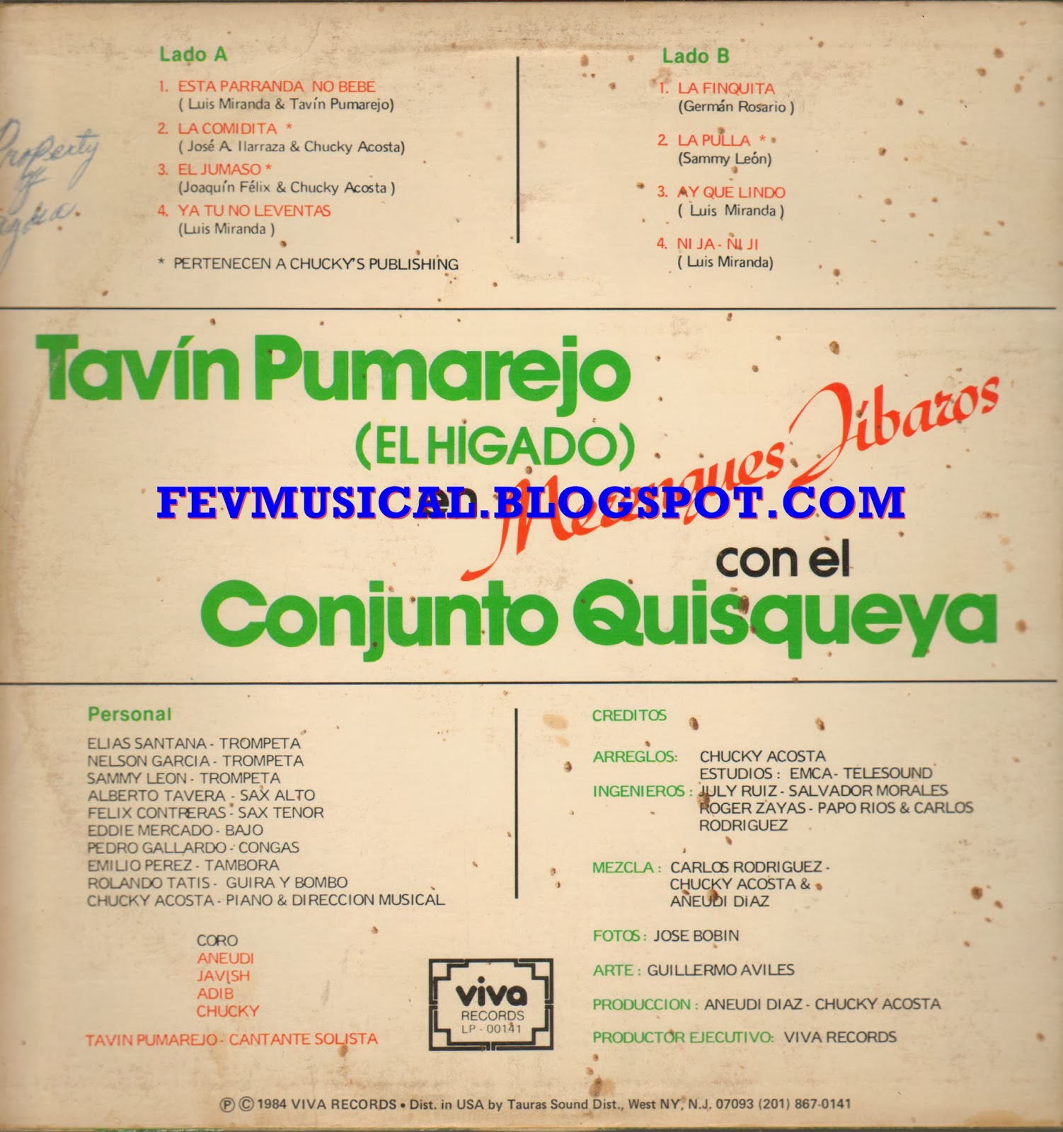 FEV MUSICAL: 1984 - Tavin Pumarejo & Conjunto Quisqueya - Merengues ...