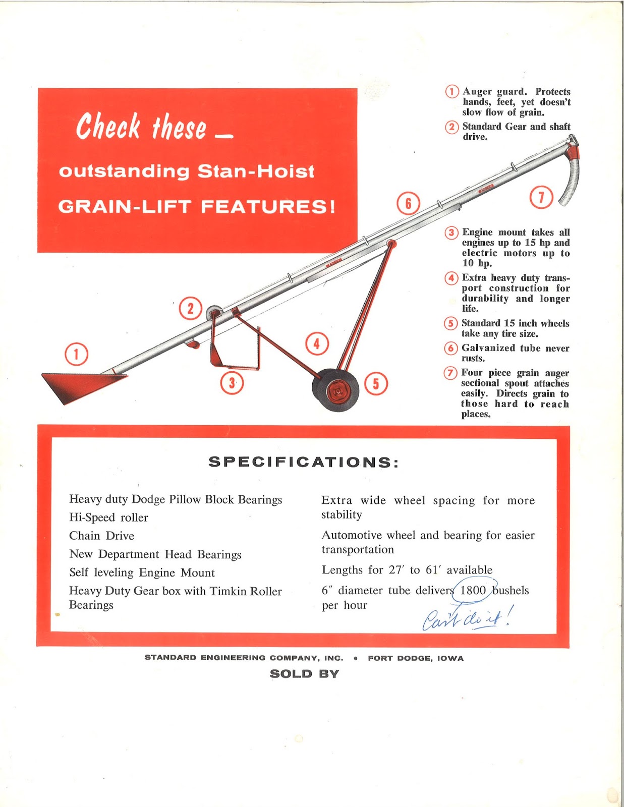 Farm Equipment Brochures: Stan∙hoist Grain-Lift Auger Elevator