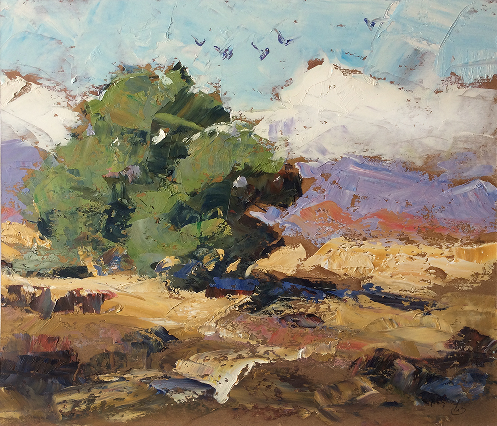 TOM BROWN FINE ART: CALIFORNIA IMPRESSIONIST LANDSCAPE, 14x12 INCH OIL ...