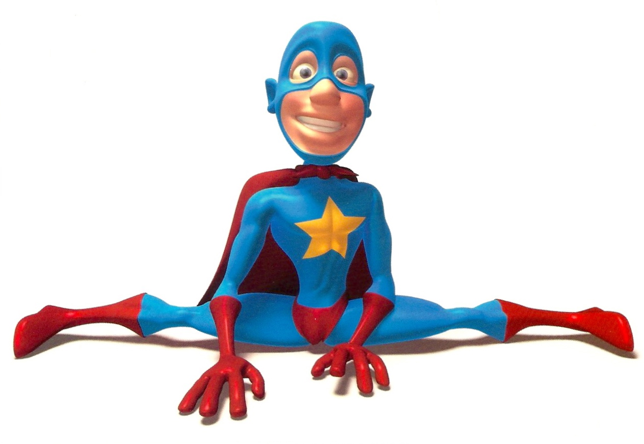 My Favorite Funny Postcards: Funny Looking Super Hero Doing the Splits