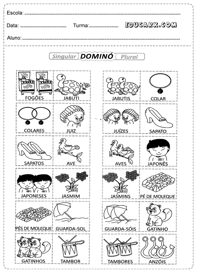 Educar X: Atividades singular e plural 2° ano fundamental