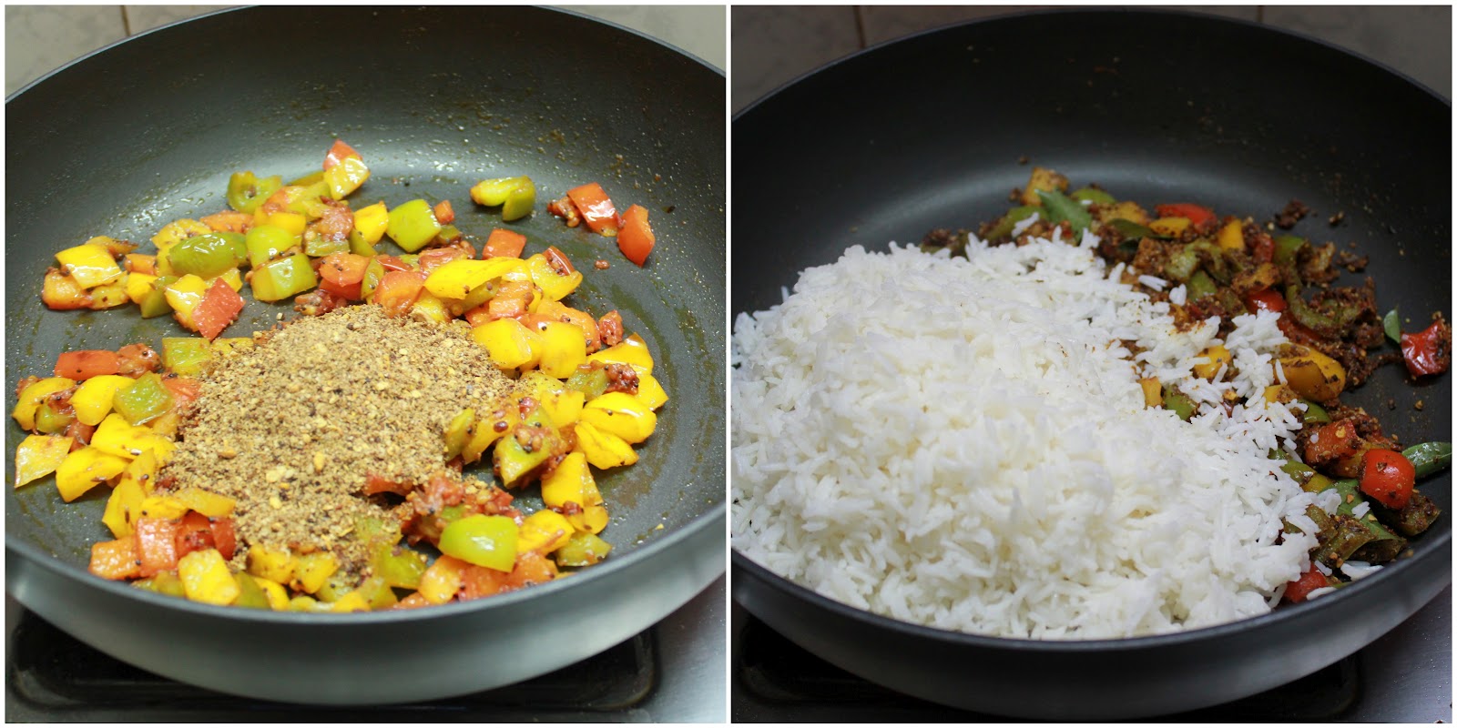 Aromatic Cooking: Tri Color Capsicum Rice