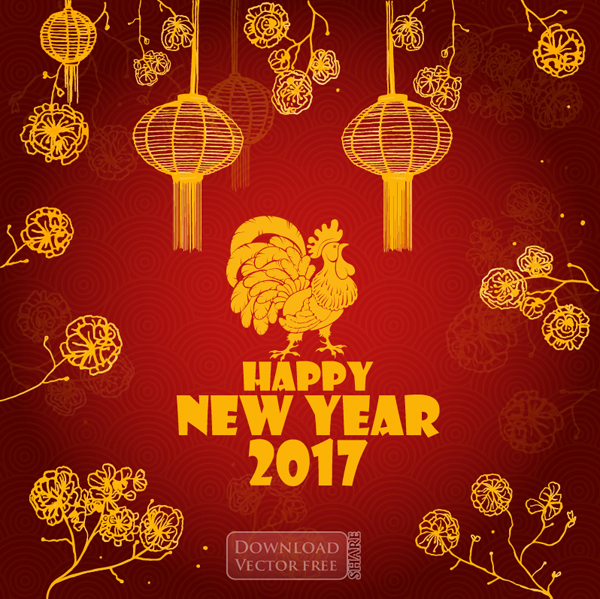 Mừng xuân Đinh Dậu 2017 reooster new year vector 5002 ~ MrPixelVn ...