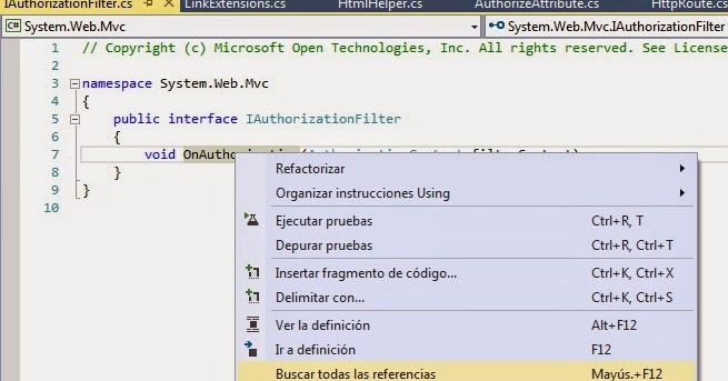 Visual Studio. Buscar todas las implementaciones de un miembro de una ...