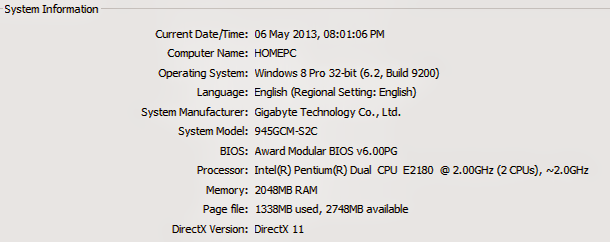 Marks PC Solution: DirectX Diagnostic Tool: dxdiag