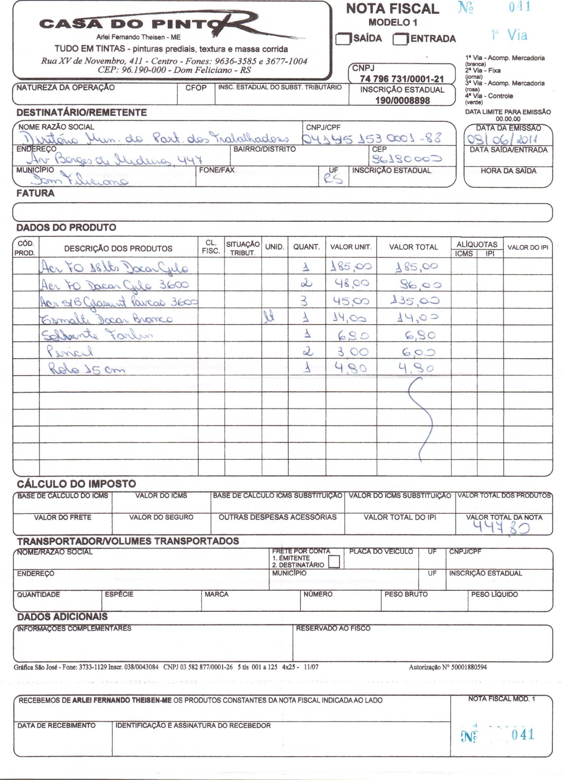PT - Diretório Municipal de Dom Feliciano/RS