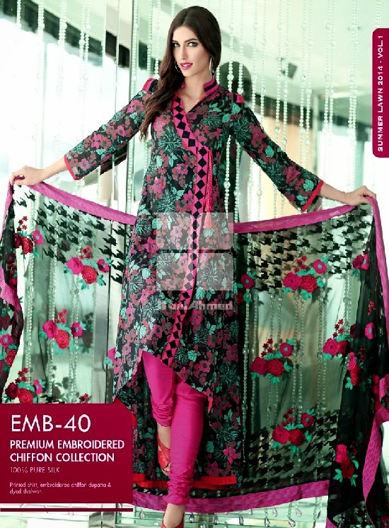 Gul Ahmed Summer Lawn 2014 Vol 1 Catalog | Chantilly De Chiffon ...