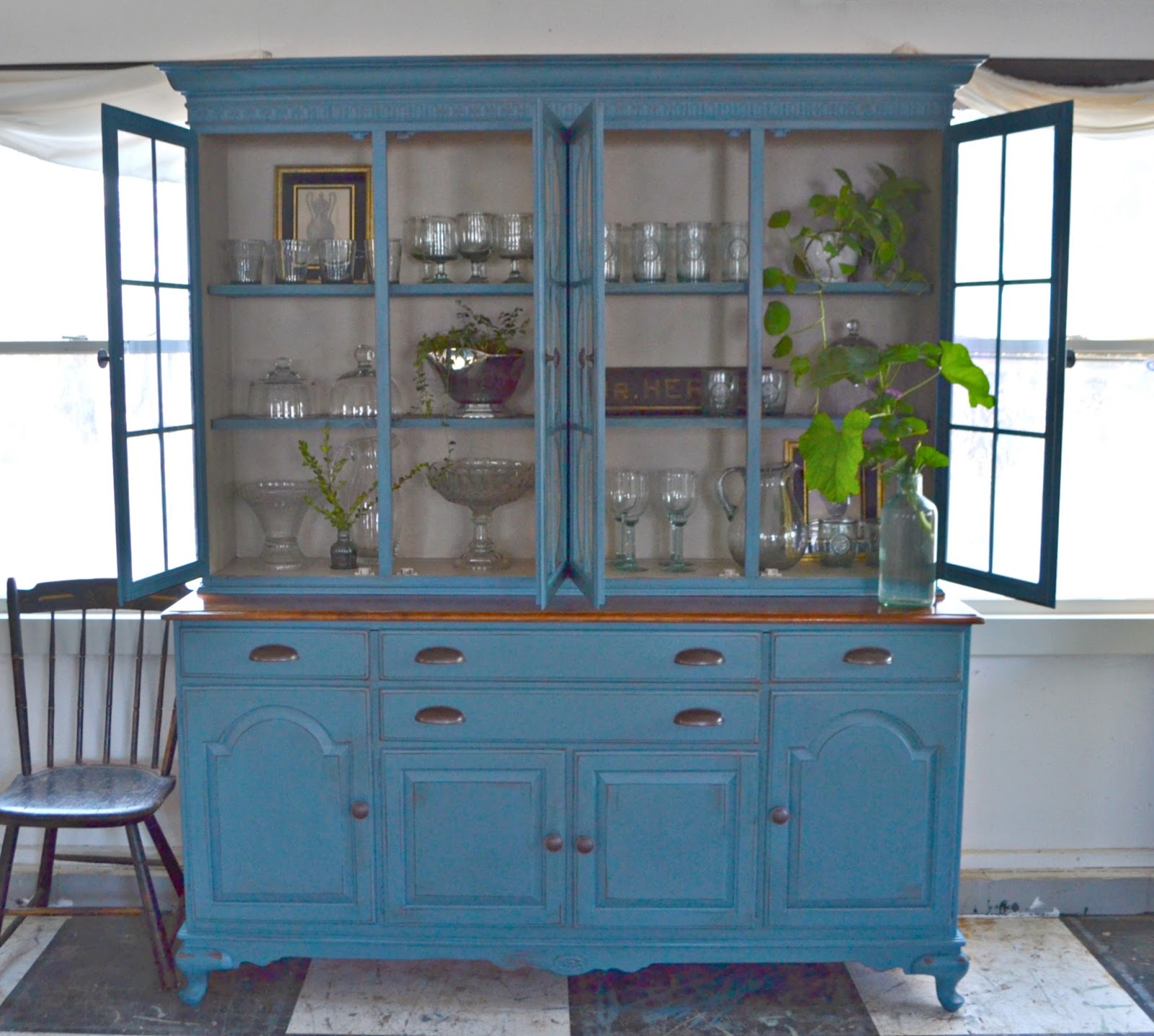 Heir and Space: An Ethan Allen Cherry Hutch in Blue