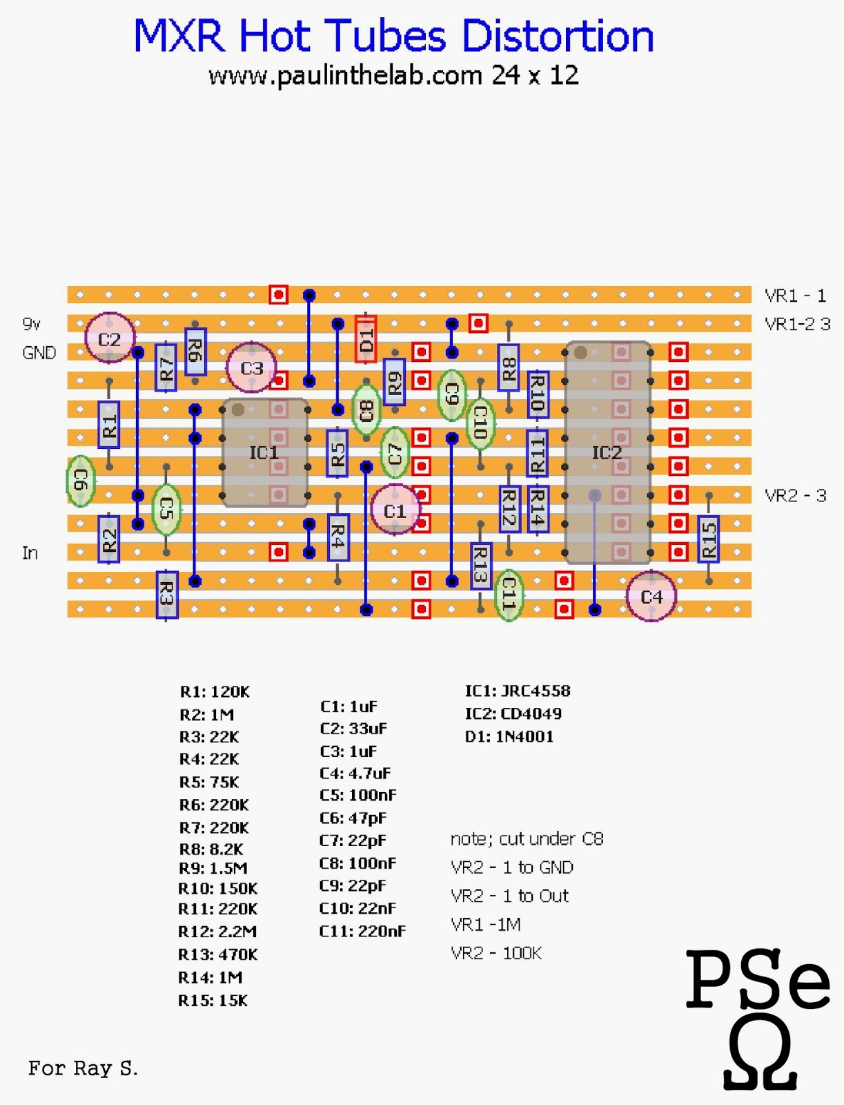 Paul In The Lab: MXR Hot Tubes Stripboard Veroboard Layout - Craig ...