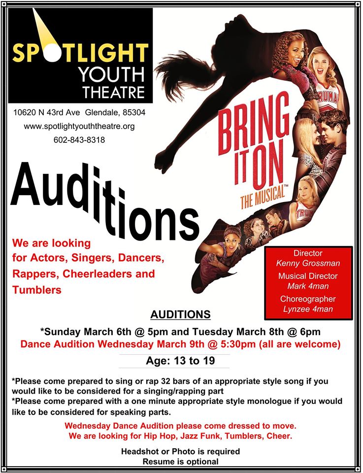 PHX Stages: audition notice - BRING IT ON - Spotlight Youth Theatre ...