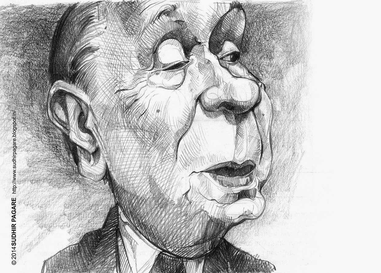 S.P: Caricature Jorge Luis Borges