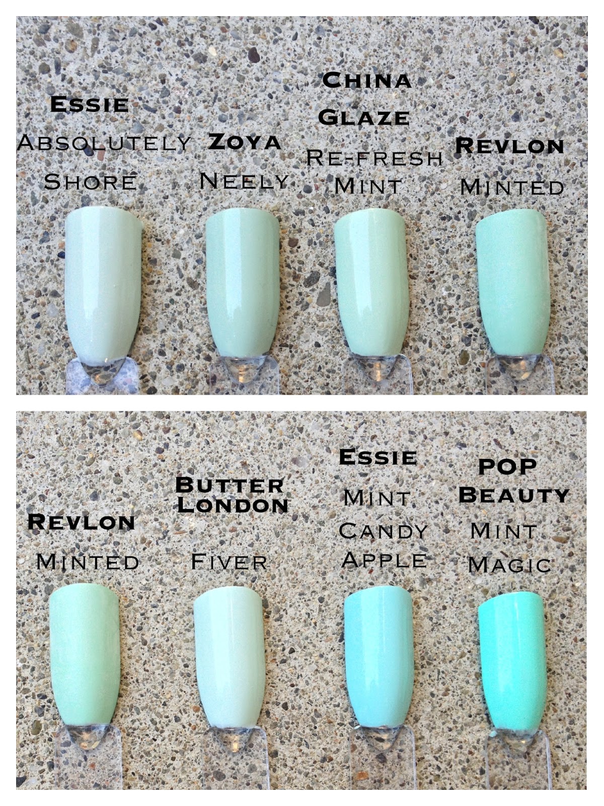 Essie Absolutely Shore Vs Mint Candy Apple