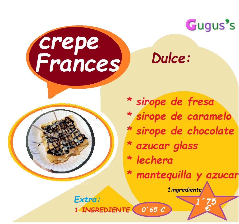 Carta Crepe francés dulce de gugus's el griego