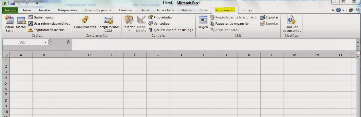 Tecnología a 100: Pestaña programador en Excel. Programar Macros