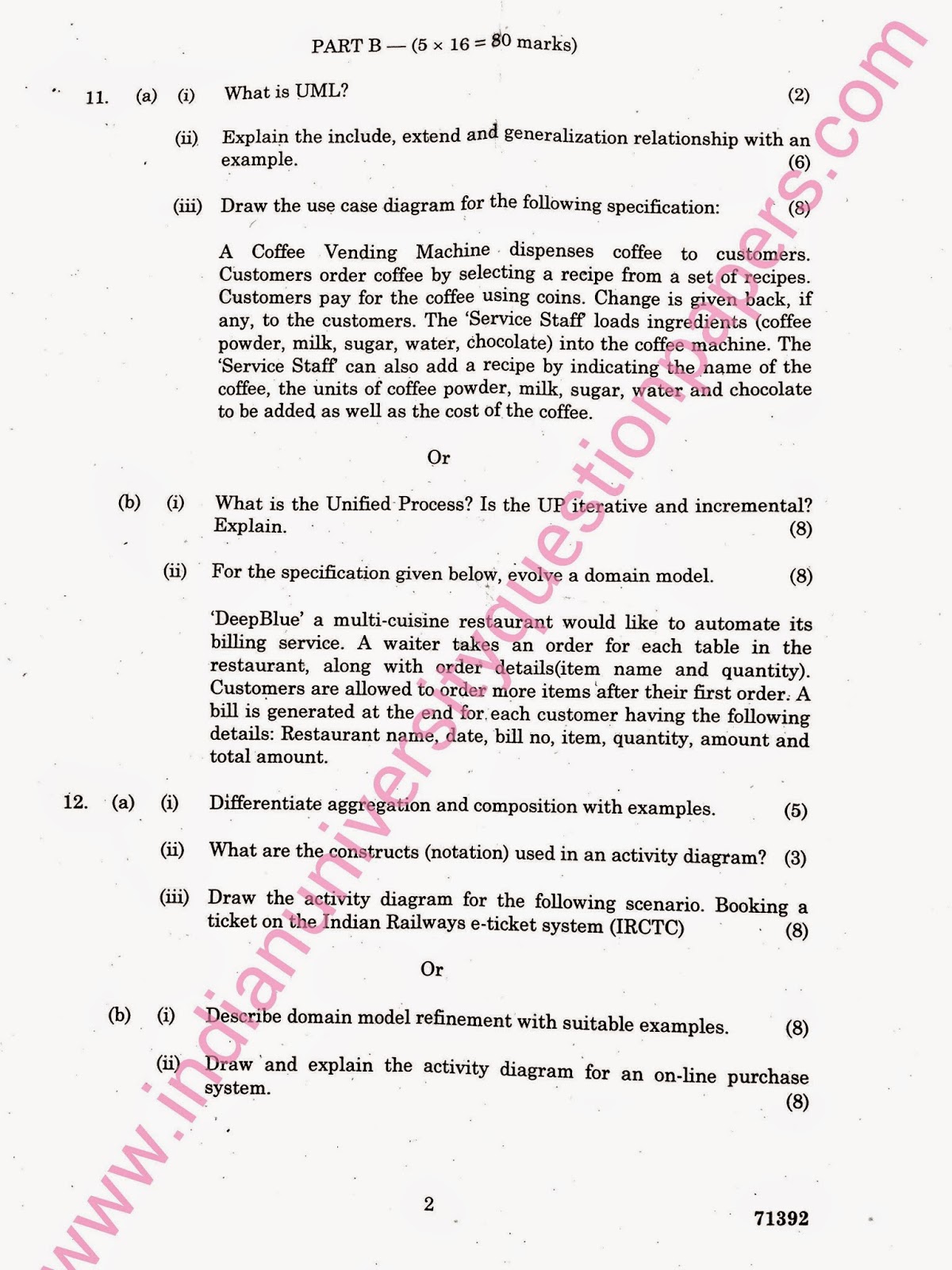 Object Oriented Analysis And Design Cs2353 B E Cse Anna University 6th Semester Question Paper