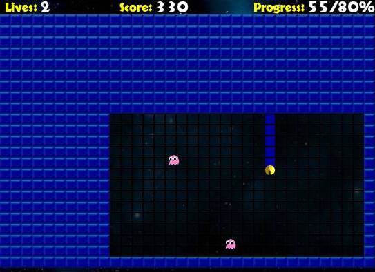 Free online game: Pac-Xon : Hero Strikes Back!