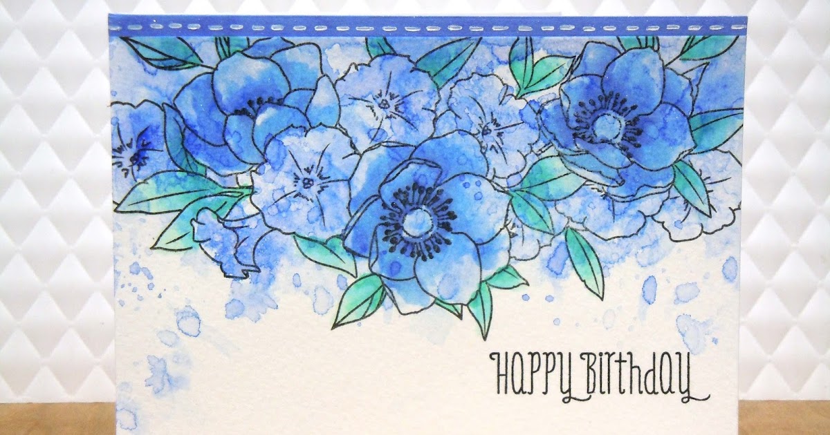 Handmade by Michelle: Blue flowers for a happy birthday