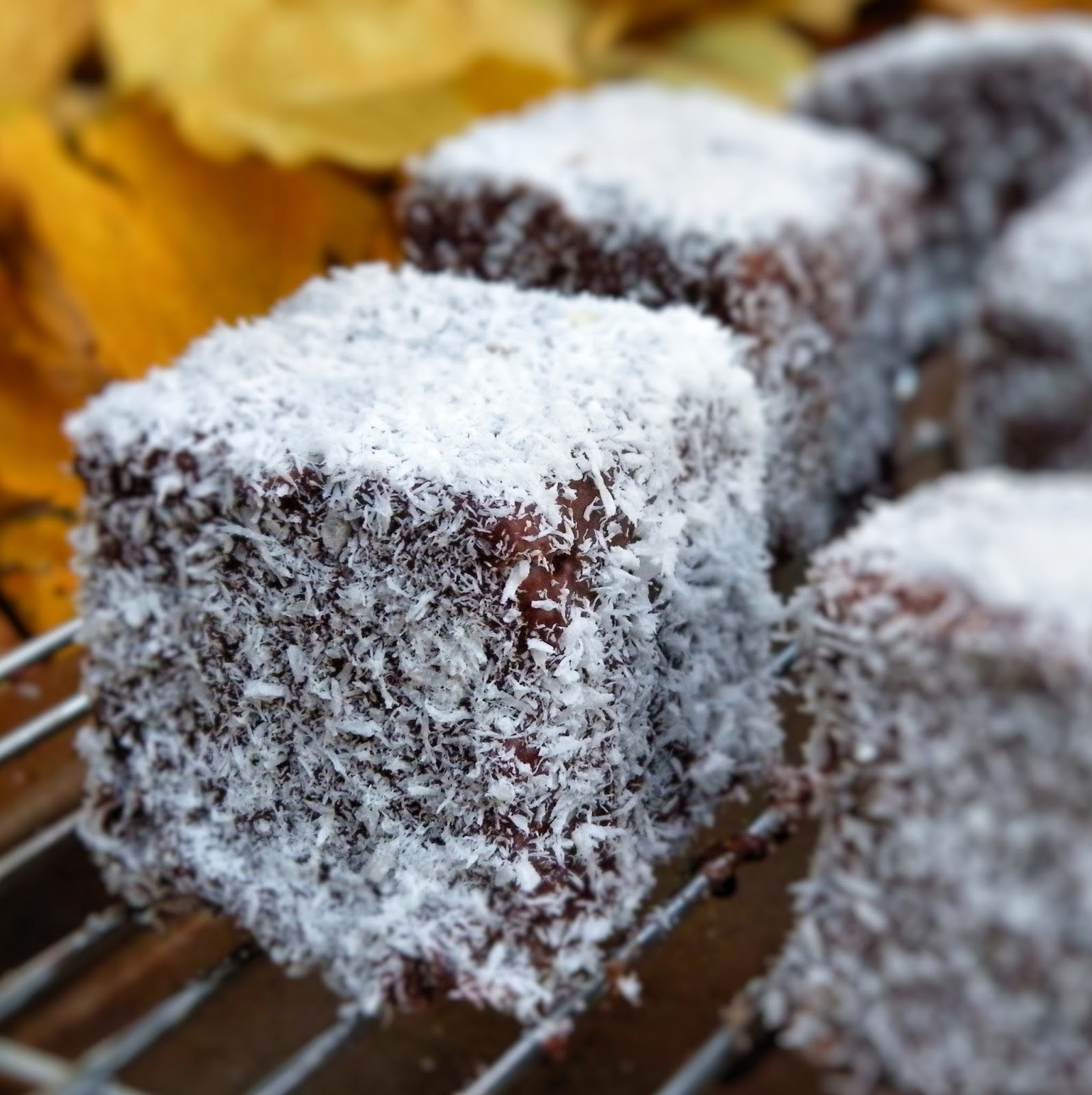 Vittles and Bits: Lamingtons (Chocolate Coconut-Covered Cakes)