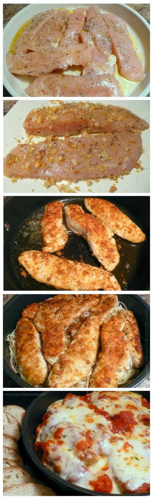 Skillet Chicken Parmesan Over Pasta ~ Easy Food Recipe Blog