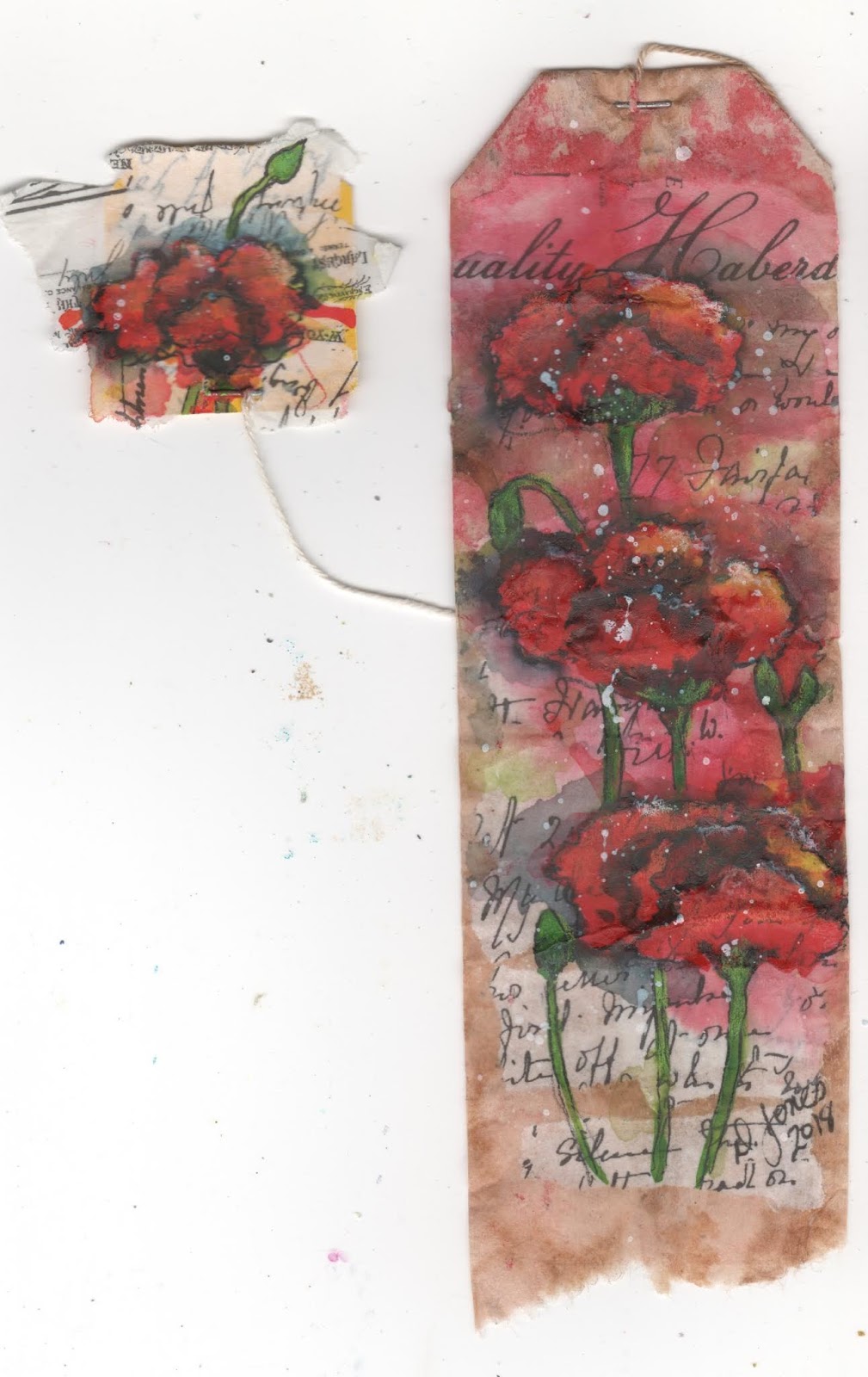 DKJones Fledgling Artist: Today's tea bag art - Poppies