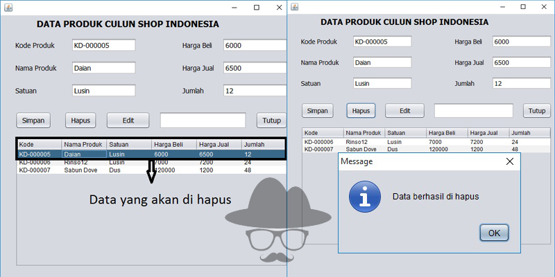 Cara membuat program hapus data di Netbeans - Programmer Java dan Mysql