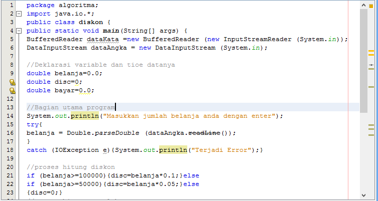 Program Menghitung Diskon Dengan Java | BelajarKuliahKomputer