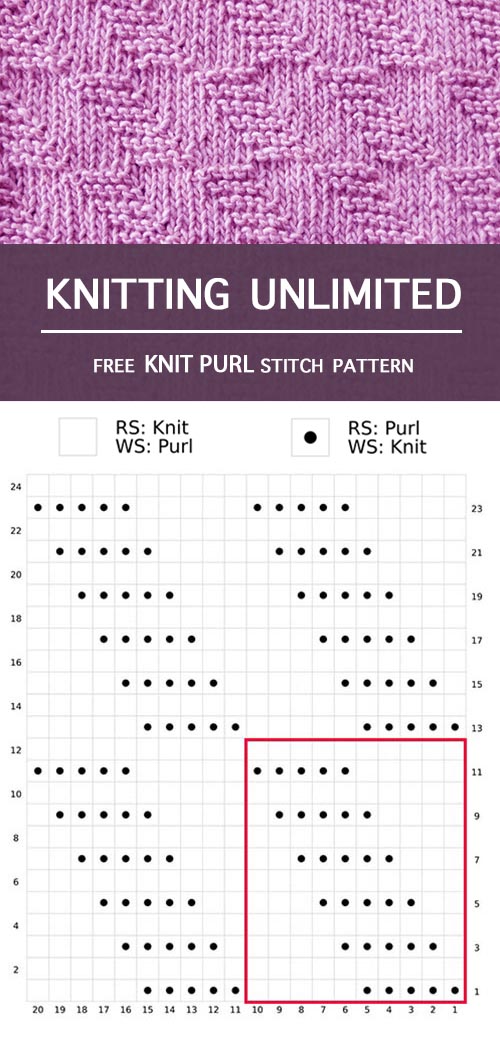 Horizontal Parallelogram Knit Purl