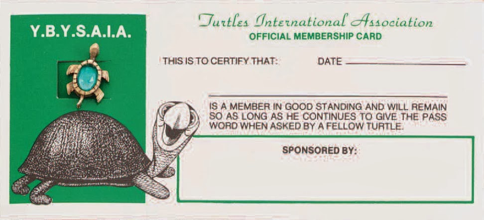 True Time Travel Tales: May 19 - TURTLE CLUB: Official membership card*