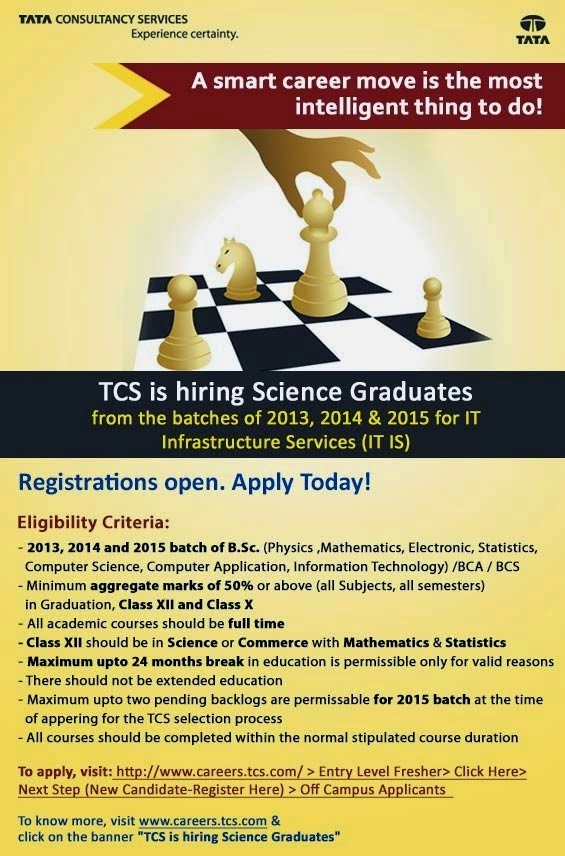 TCS is hiring Science Graduates For 2013-2015 Batch For IT ~ Correct Job