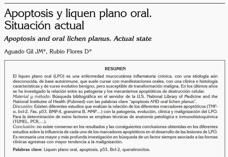 PDF: Apoptosis y Liquen Plano Oral: Situación actual