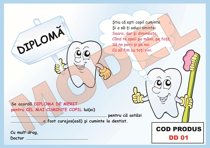 DIPLOME FEL DE FEL : MODELE DE DIPLOME DE MERIT PENTRU COPII LA STOMATOLOG