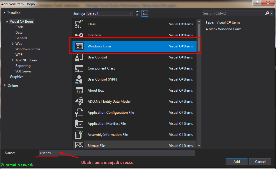 Tutorial C# : Membuat Form Login Admin Dan User Di Visual Studio 2017 ...