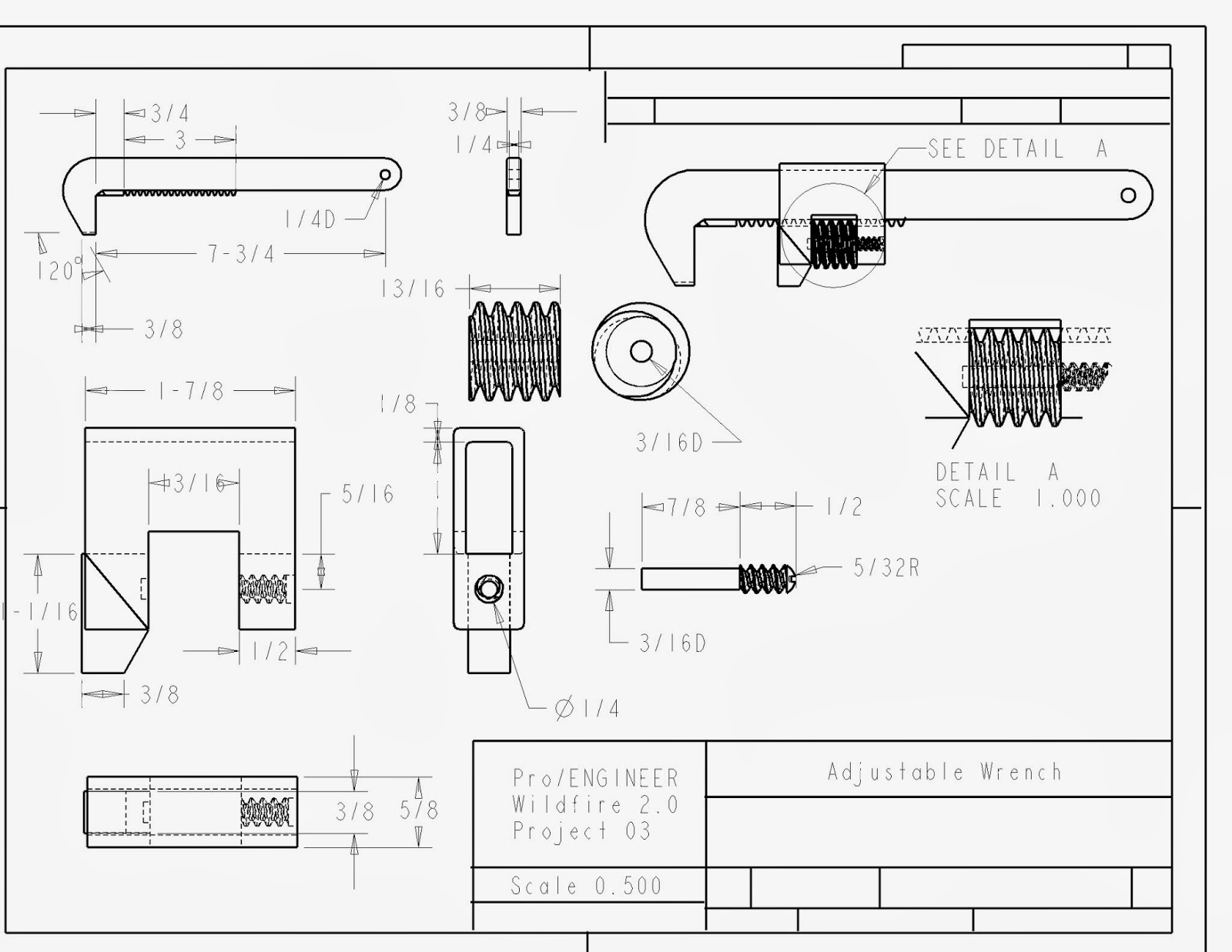 PRO-E BLOG: PRO-E DRAWING TEST -- WRENCH