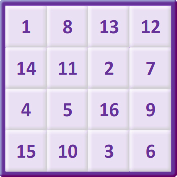 Square Puzzle - Rows, Columns and Diagonals Sum 34 | IQVille ...