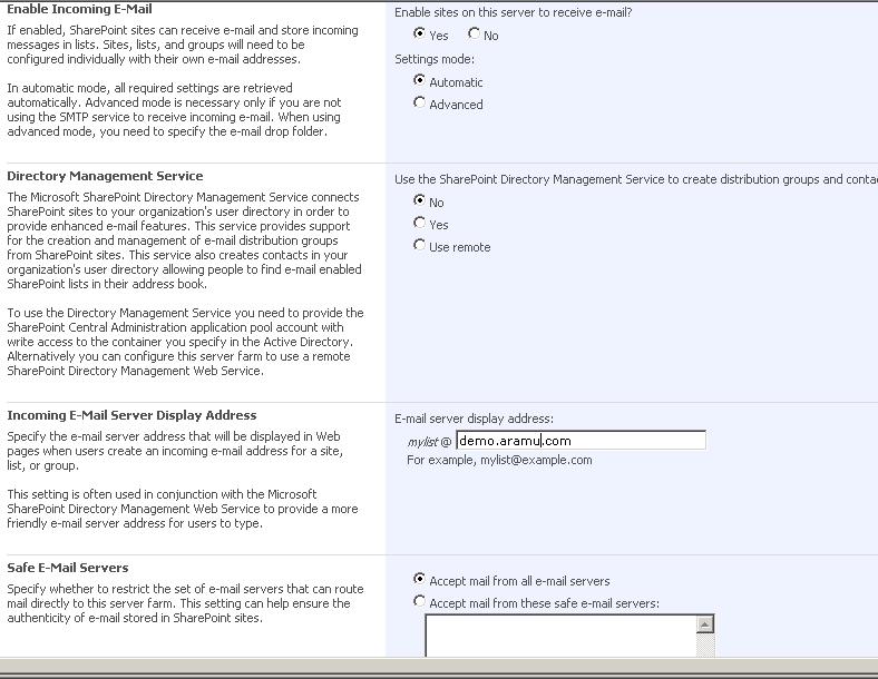 Sharepoint blogs: Enable Incoming Email in sharepoint with BPOS