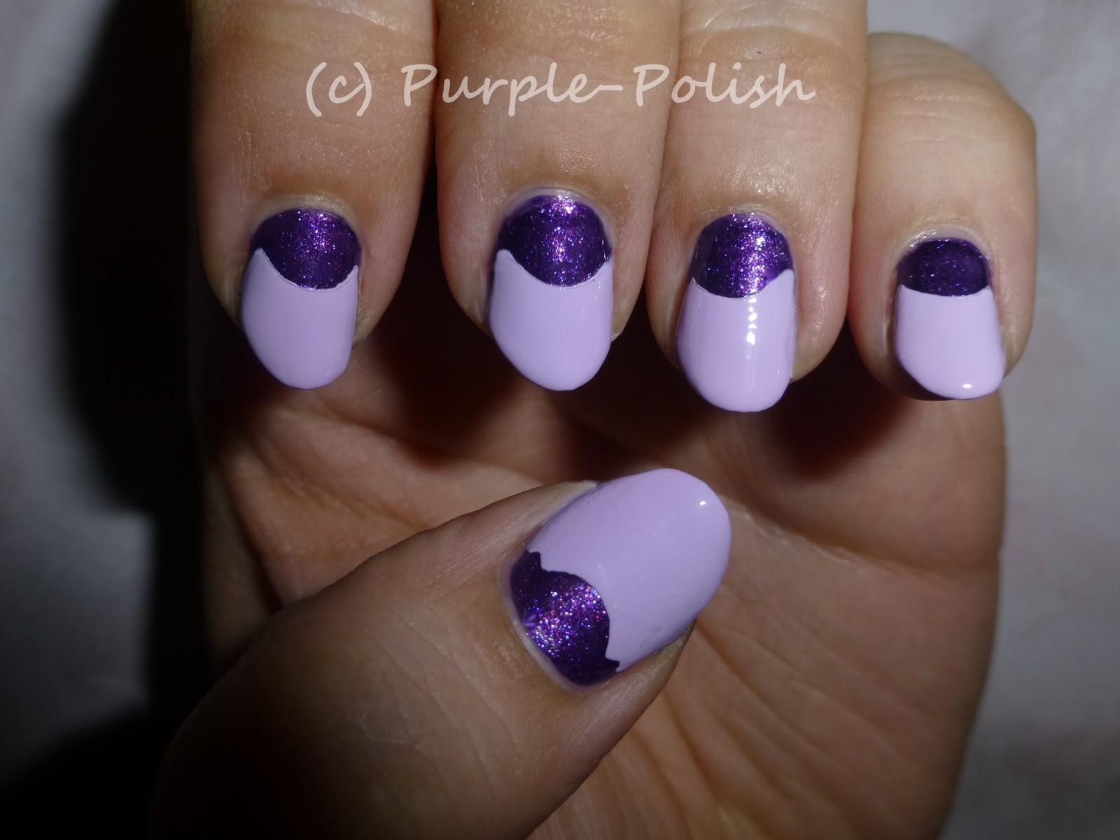 Purple Polish: Purple & Pink Half Moon Manicure