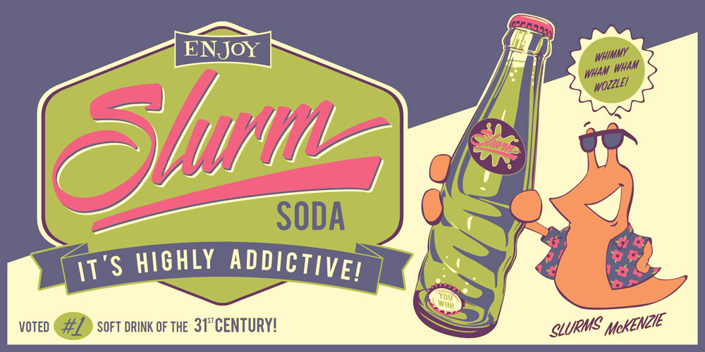 Steve Thomas Illustration Futurama Silk Screen Slurm Soda