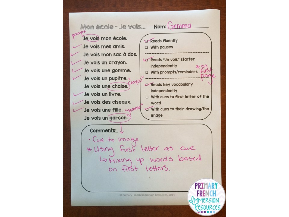Mon ecole - reading assessment - Primary French Immersion Resources