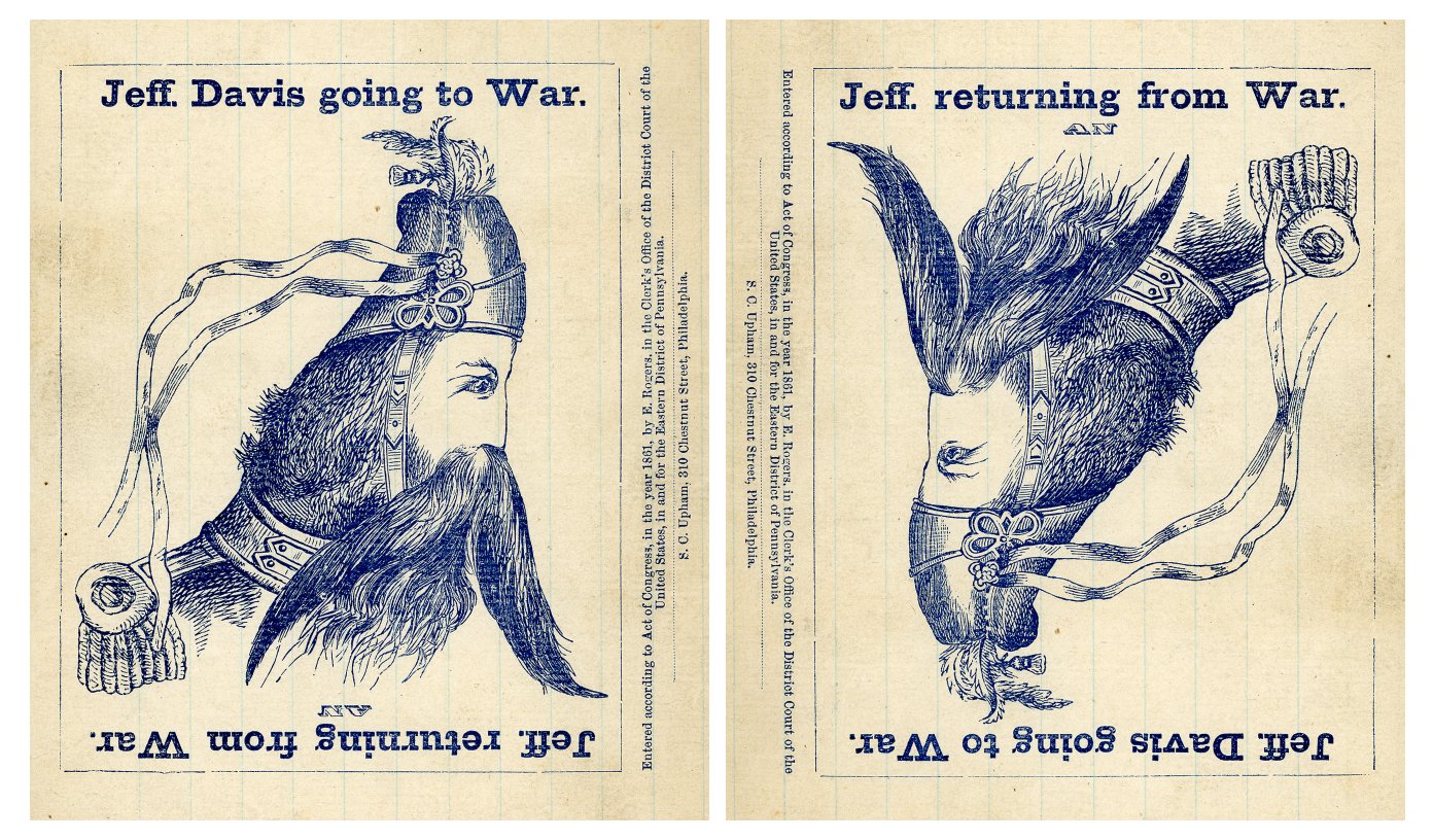 Civil War-era metamorphic caricature of Jefferson Davis - Rare ...