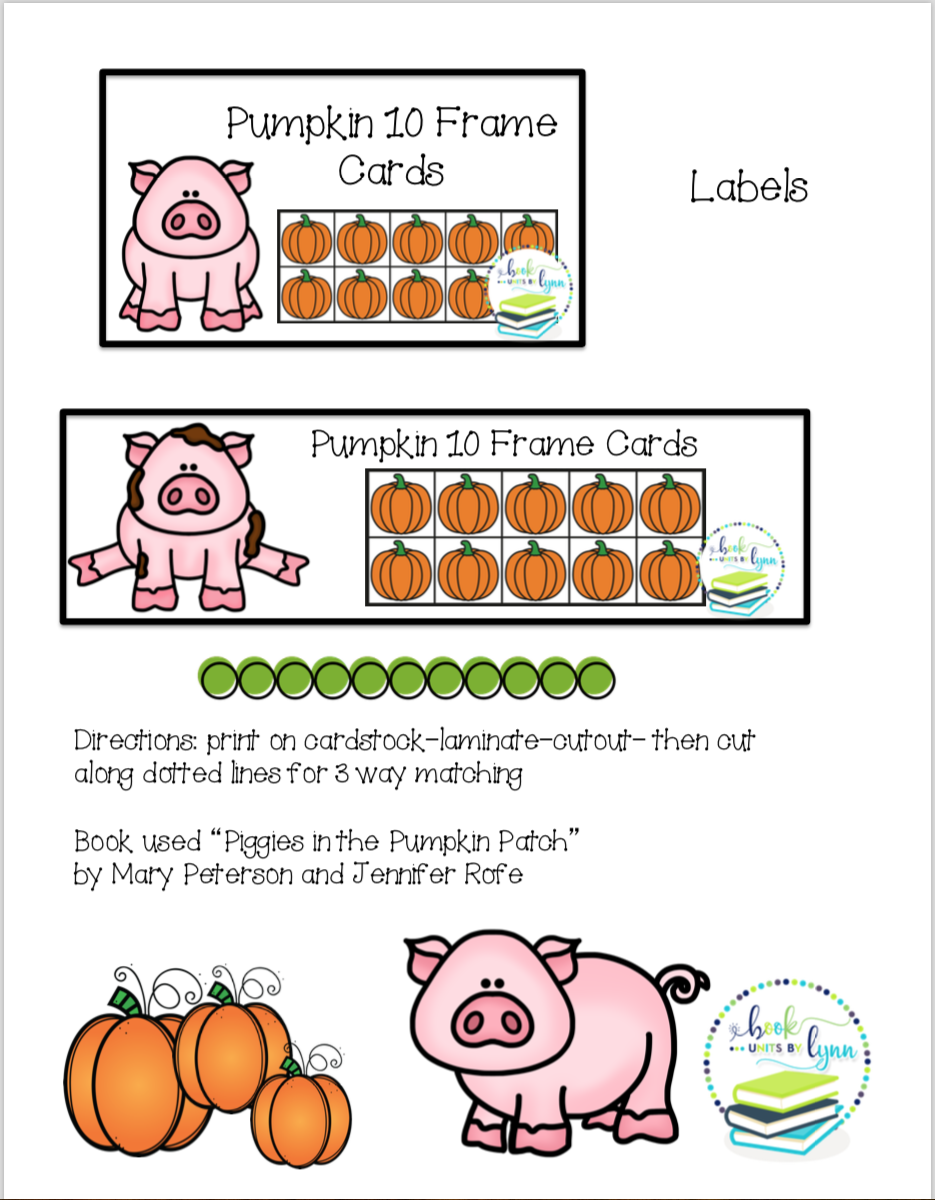 FREE PUMPKIN TEN FRAME CARDS ~ Book Units by Lynn